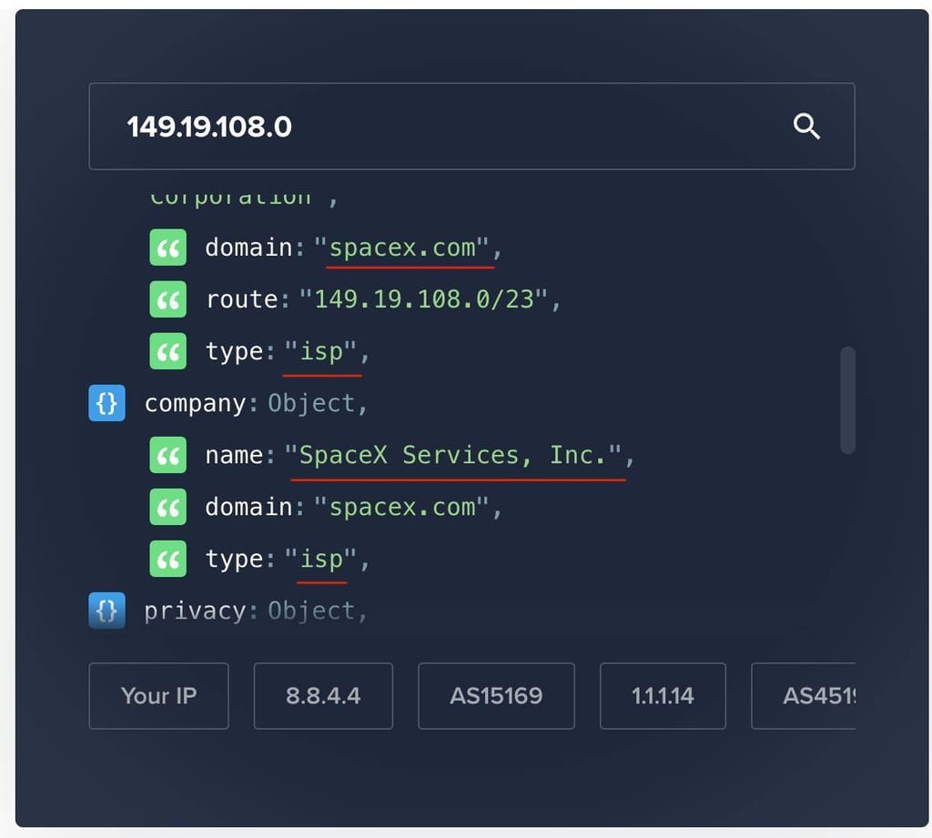星链的IP地址 - Genspark