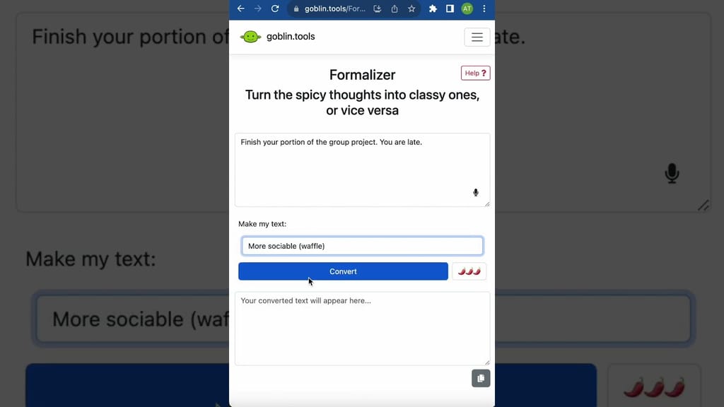 Exploring the Formalizer on Goblin Tools - Genspark