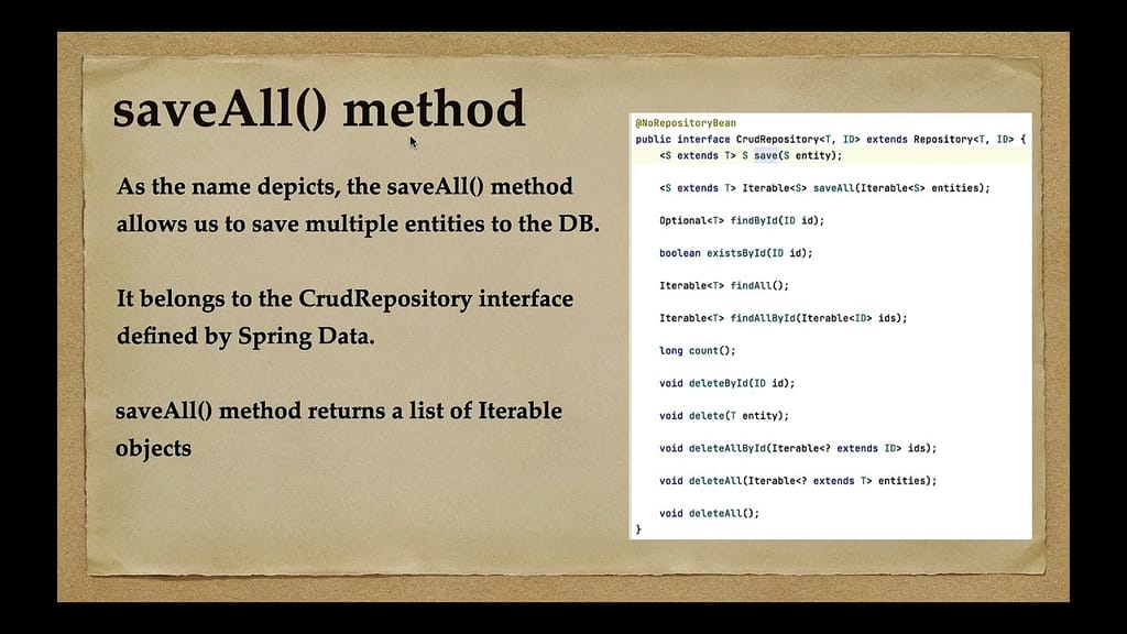 Spring Data JPAのRepositoryのsaveAllメソッドについて - Genspark