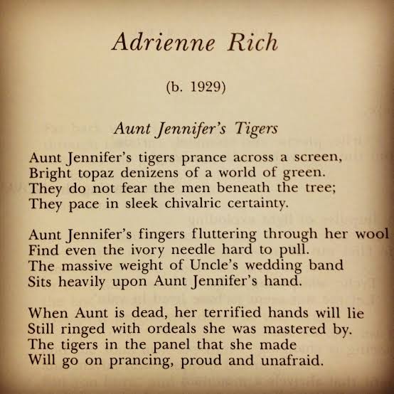 詩「Aunt Jennifer's Tigers」の詩人について - Genspark