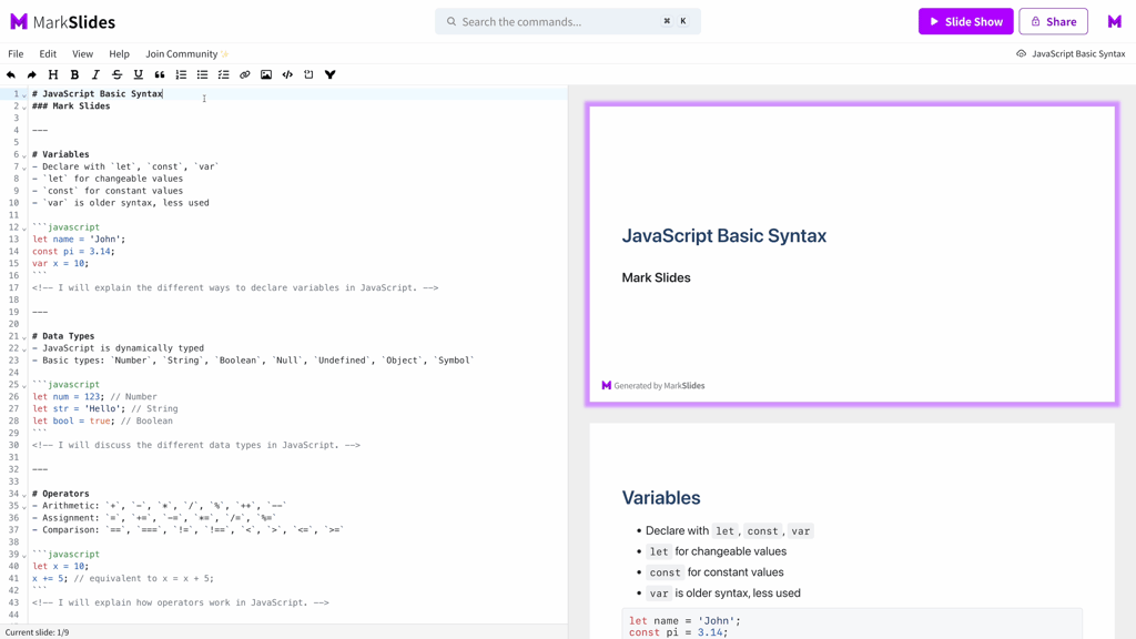 Markdown Presentations With Markslides - Genspark